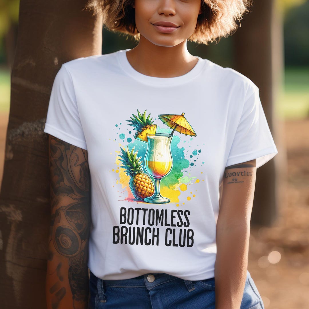 Bottomless Brunch Pina Colada Cocktail T Shirt, Bottomless Brunch Club Tee, Pina Colada Lover ...