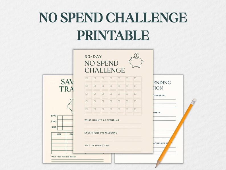30-day No Spend Challenge Printable | Savings Tracker (digital Download ...