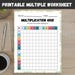 PRINTABLE Multiplication Worksheet, Colorful Times Table Chart, 1-12 ...