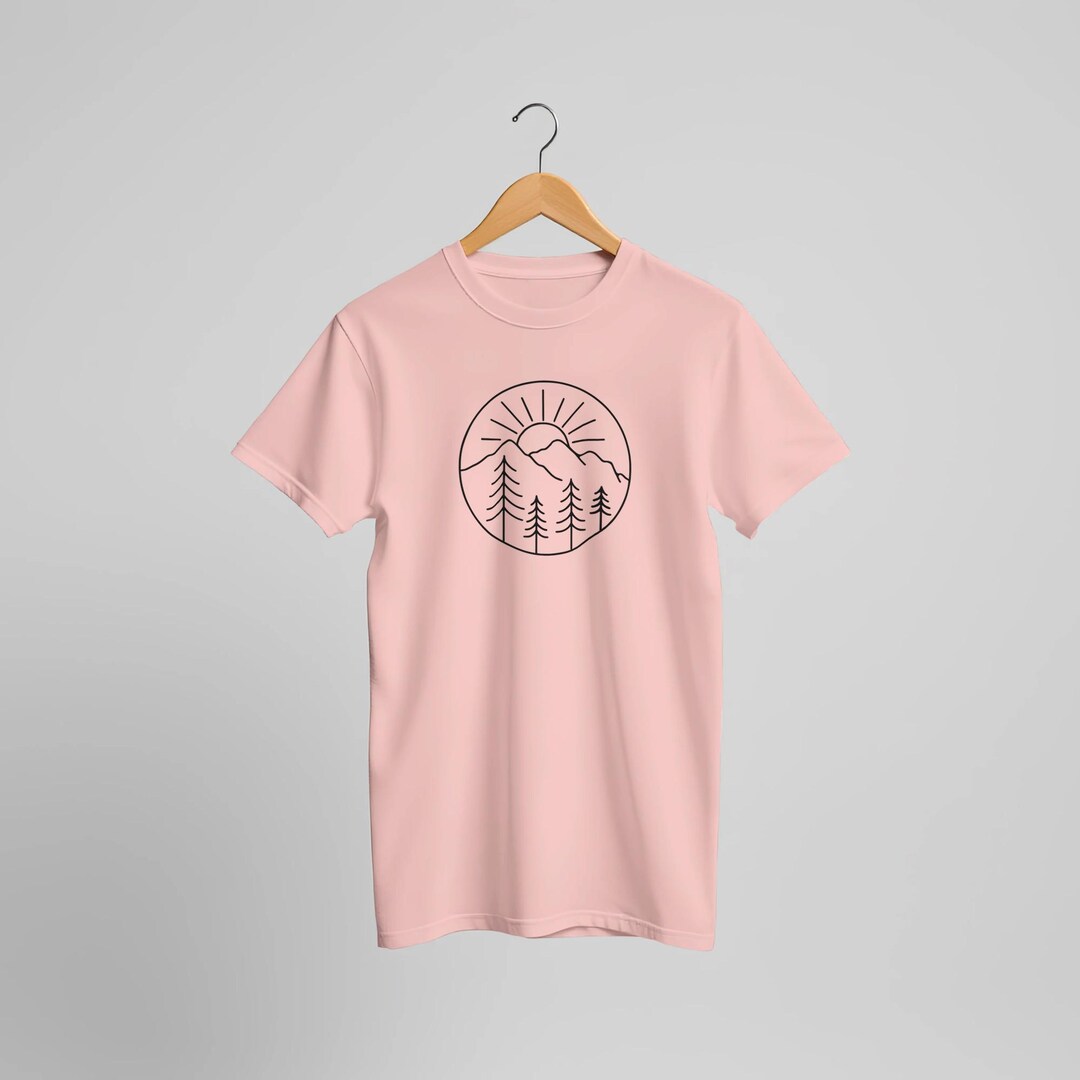 Minimalist Mountain Landscape T-shirt | Nature Inspired Line Art Tee ...