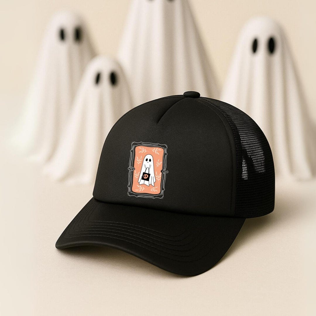 Halloween Ghost Trucker Hat: Spooky Season Baseball Cap - Etsy