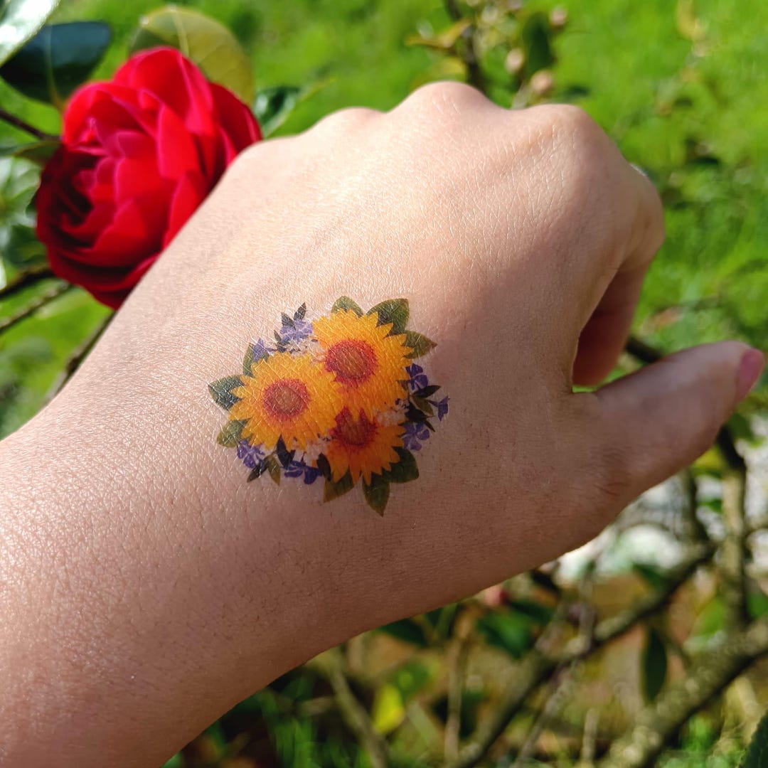 9 Realistic Temporary Tattoos - Flower Tattoo - Rose Tattoo - Fake ...