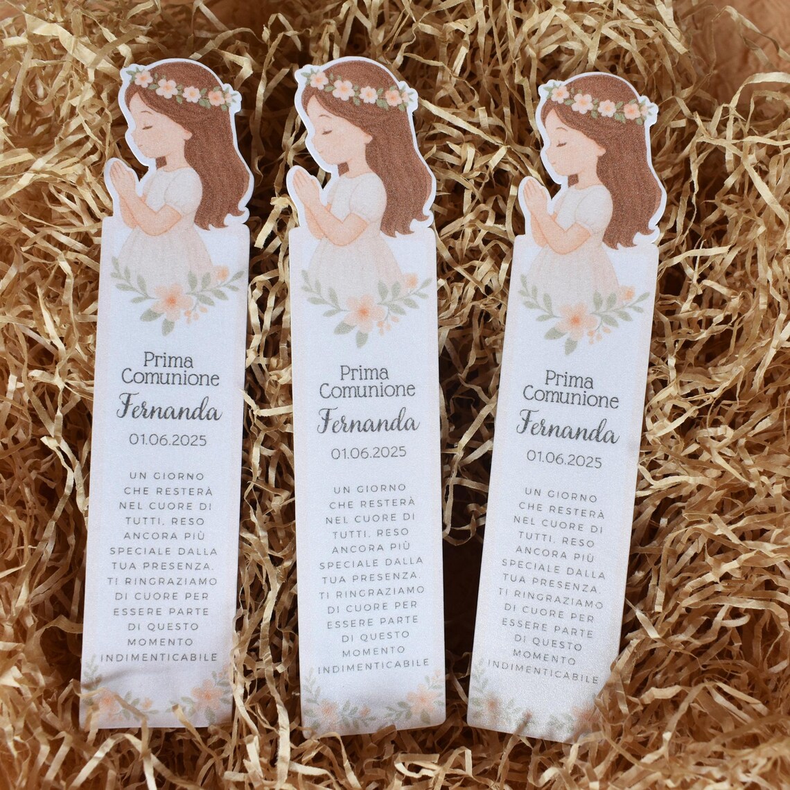 Personalized Girl Communion Bookmark - First Communion Souvenir, Favor ...