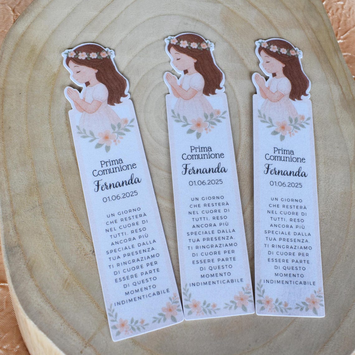 Personalized Girl Communion Bookmark - First Communion Souvenir, Favor ...