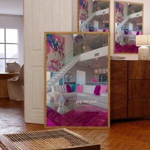 Y2K Wall Art, Pink Aesthetic Room Decor, 2000s Glam Poster, Girly ...