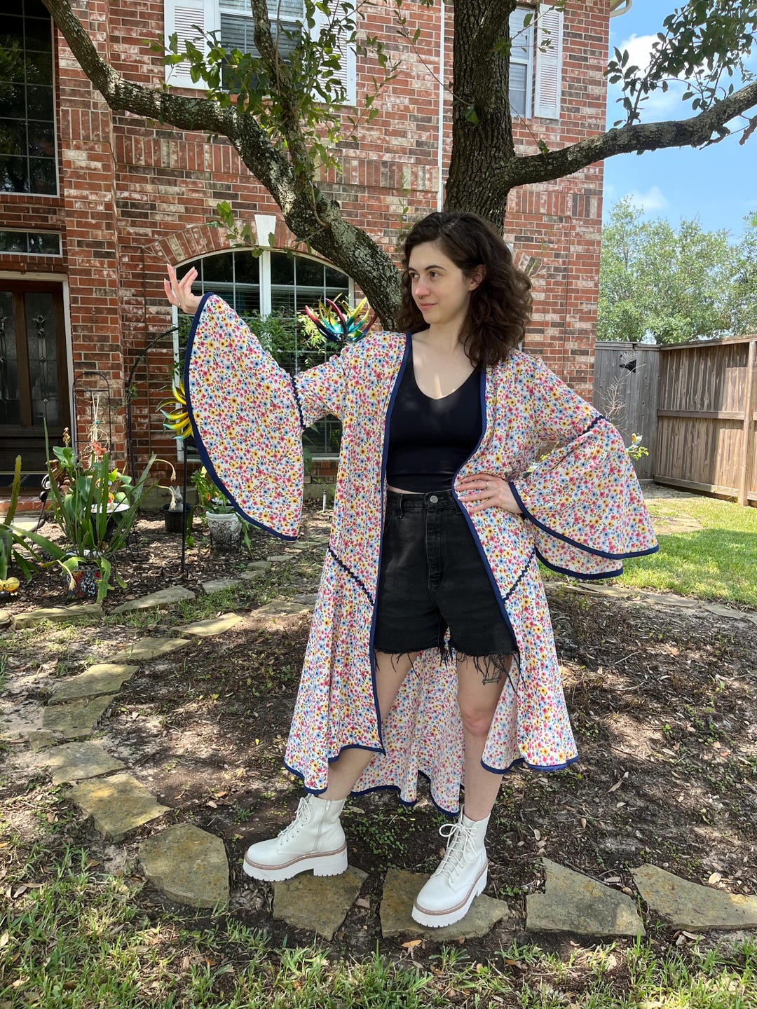 Flowery Ruffled Boho Duster Kimono Jacket - Etsy