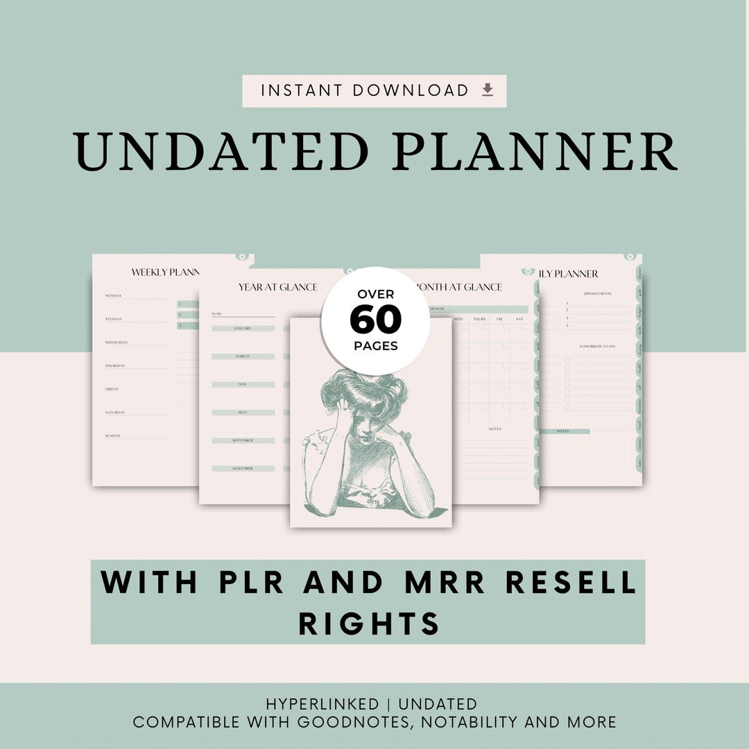Customisable PLR Undated Planner Bundle MRR Digital Planner Templates ...