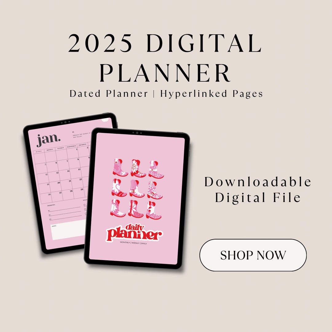 Cowboy Boot 2025 Daily Planner - Etsy