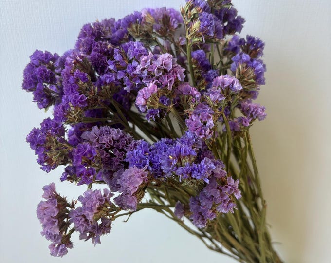 Dried Purple Flower Stems, Naturally Dried Statice Bunch, Diy Bouquet ...
