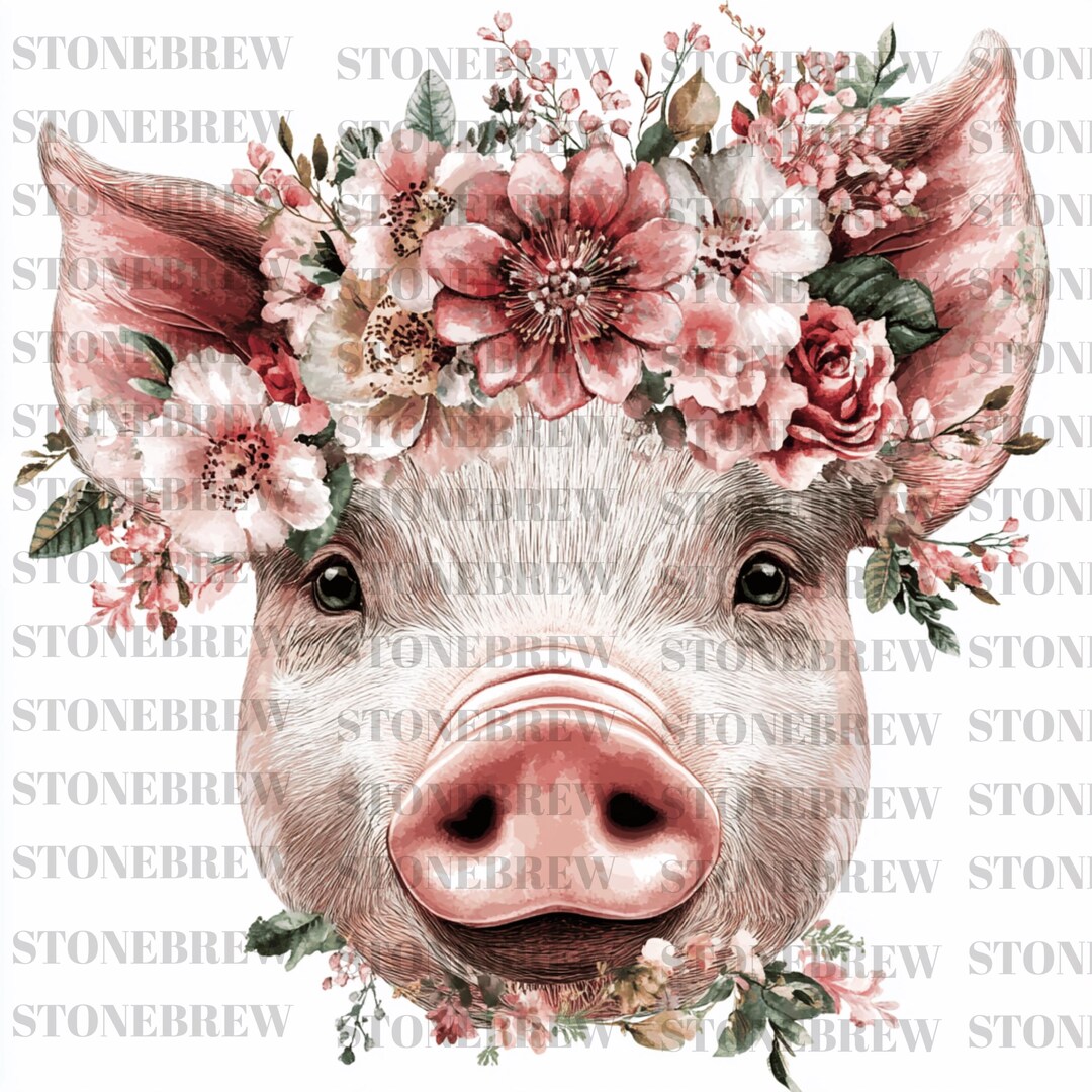 Floral Pig PNG Clipart | 300 DPI | Transparent Background | 4096x4096 ...