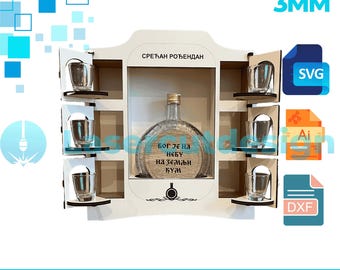 Portable Mini Bar SVG | Wooden Bottle Holder Laser Cut File | Gift for ...