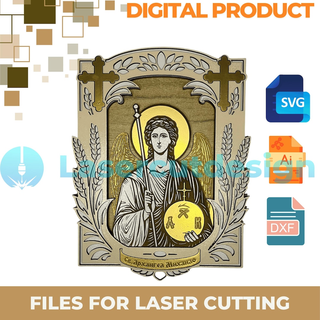 Archangel Michael Icon SVG DXF AI | Orthodox Christian Laser Cut File ...