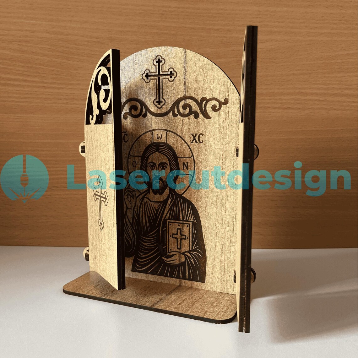 Portable Icon of Jesus | Laser Cut Files | SVG DXF AI | Folding Diptych ...