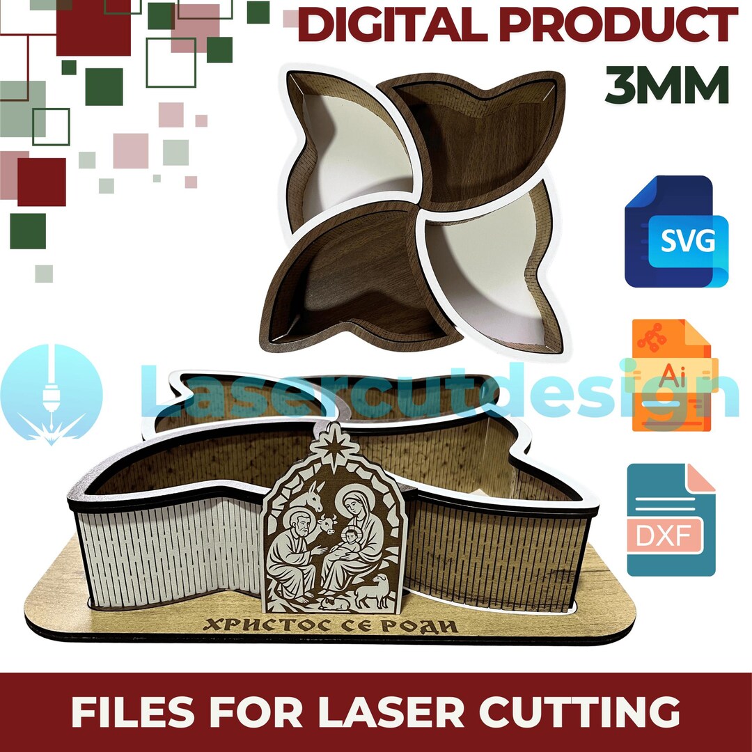 Christmas Nativity Bowl Template | Laser Cut SVG DXF AI Files (3mm) - Etsy
