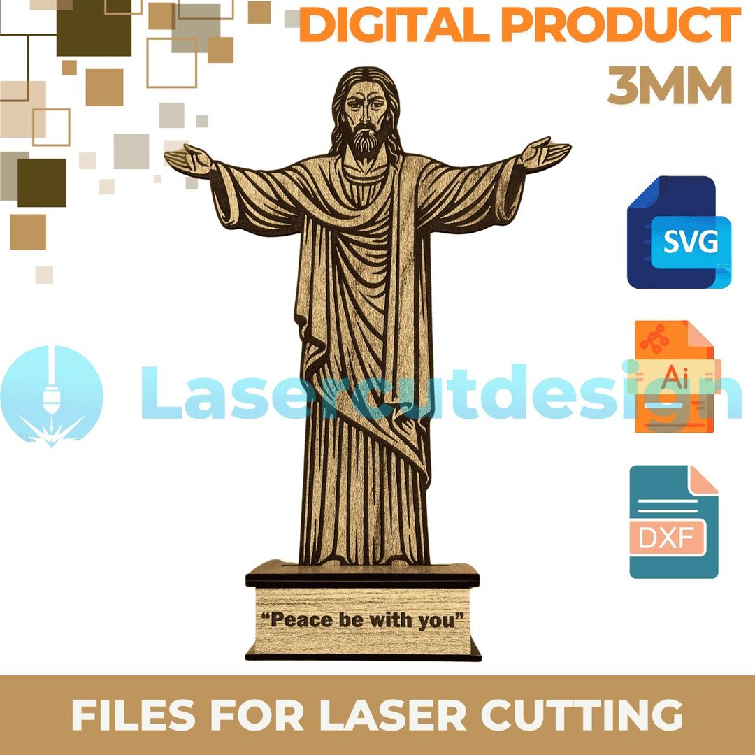 Statue of Jesus Christ | Files for Laser Cutting | SVG,DXF,AI Files 3mm ...
