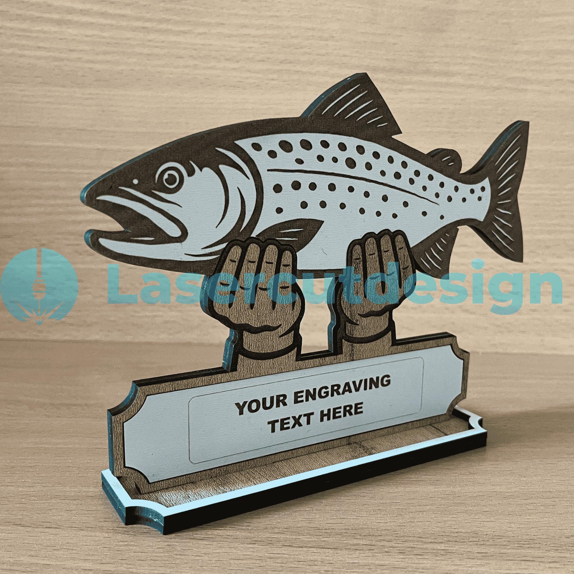 Trout Fishing Trophy Laser Cut Files: Angler Award SVG DXF AI (3mm ...