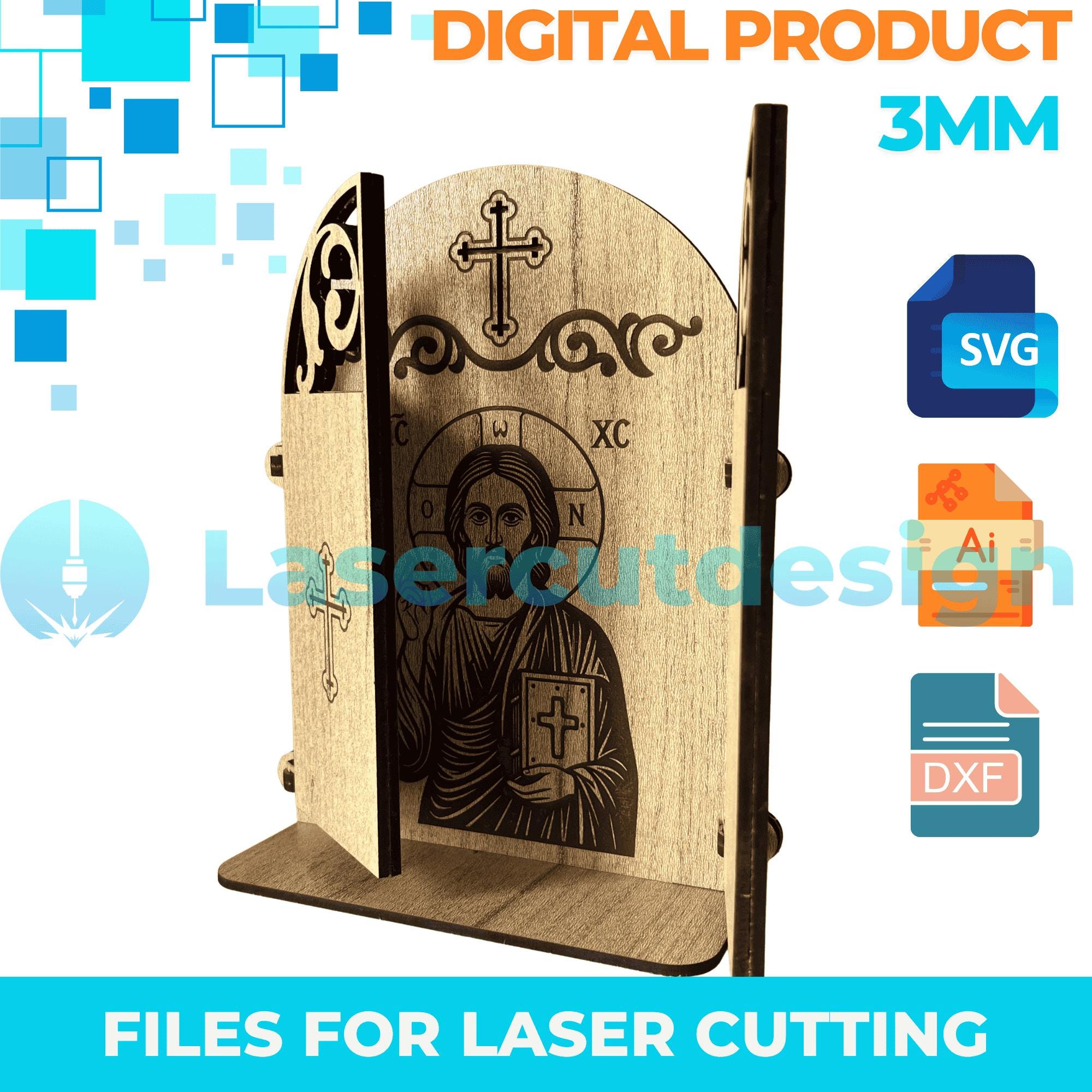 Portable Icon of Jesus | Laser Cut Files | SVG DXF AI | Folding Diptych ...