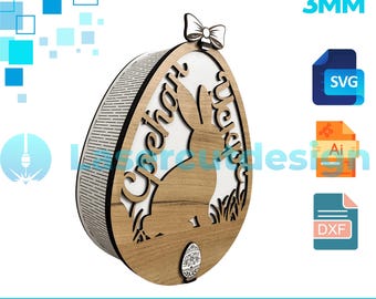 Easter Egg Box Laser Cut File | Bunny Rabbit Decor (digital Download ...