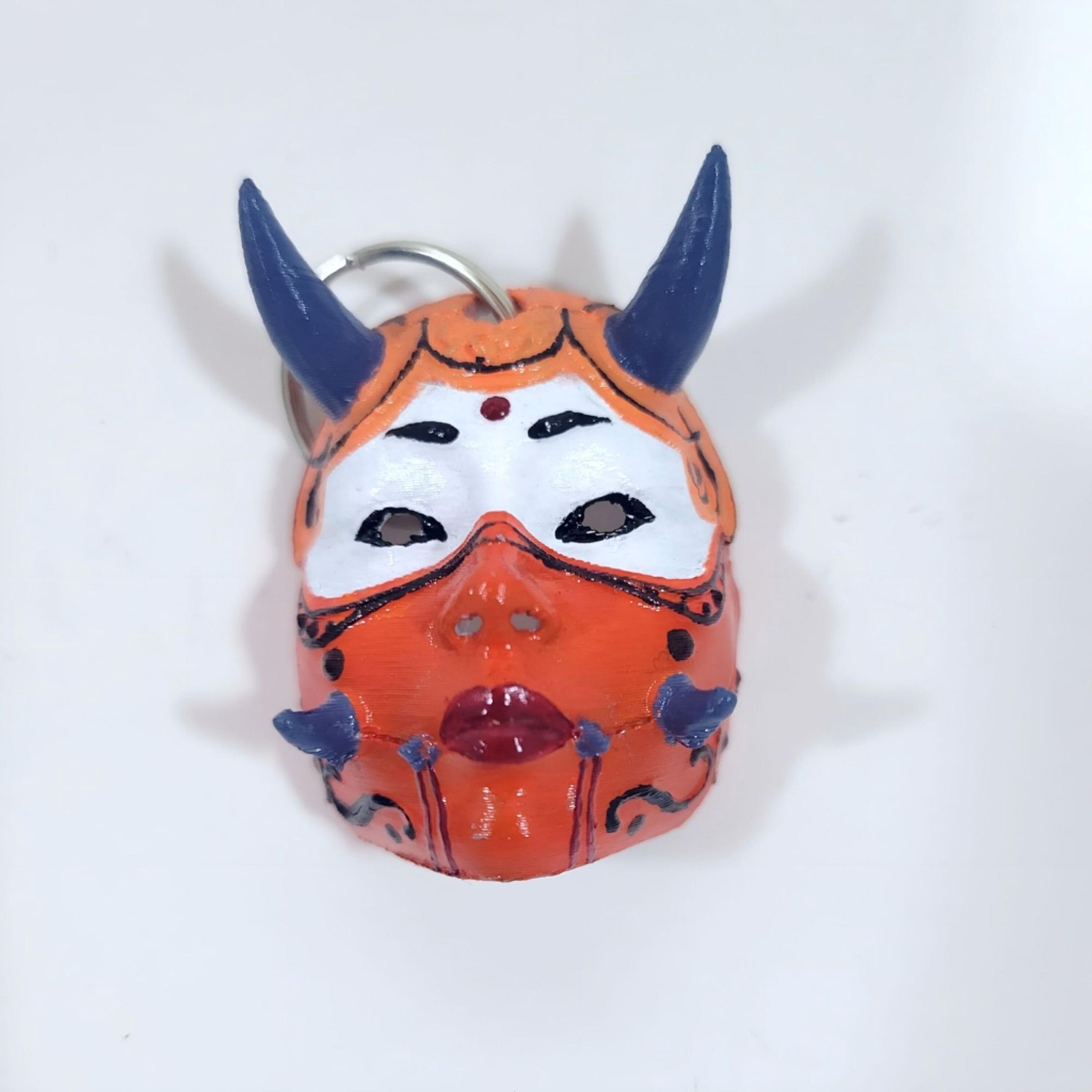 Geisha Mask Keychains, Hand Painted Keychains, 3d Printed Masks ...
