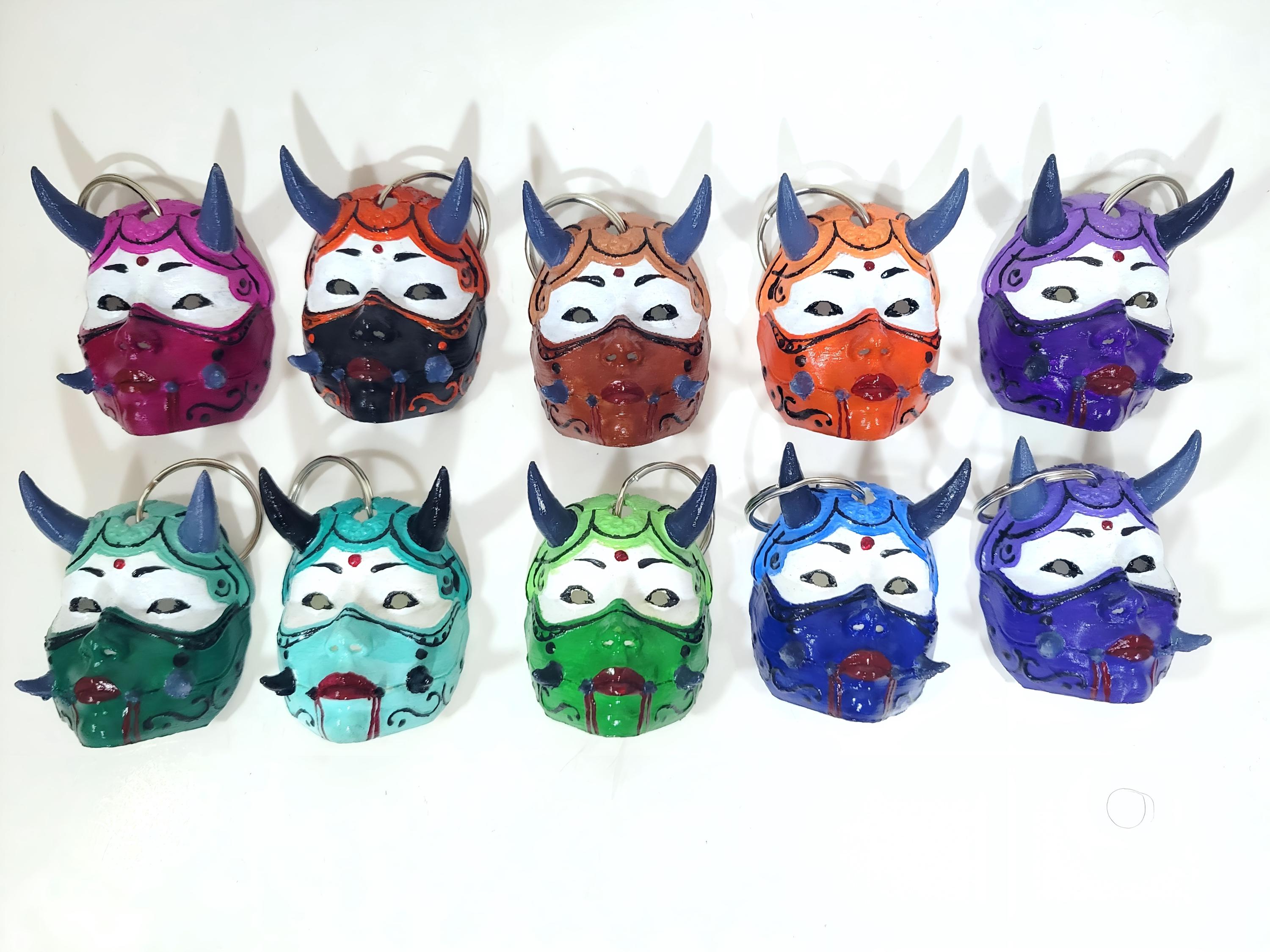 Geisha Mask Keychains, Hand Painted Keychains, 3d Printed Masks ...