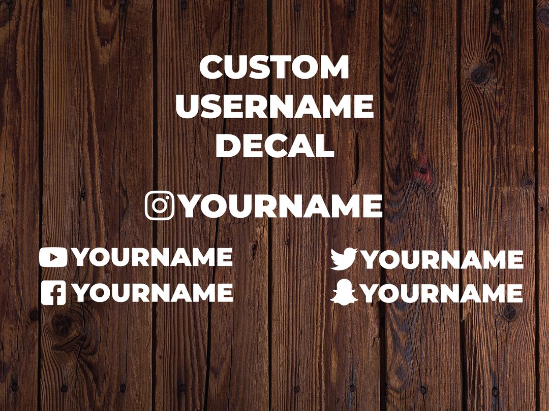 Custom Social Media Username Decal Pair of 2 - Personalized Name ...