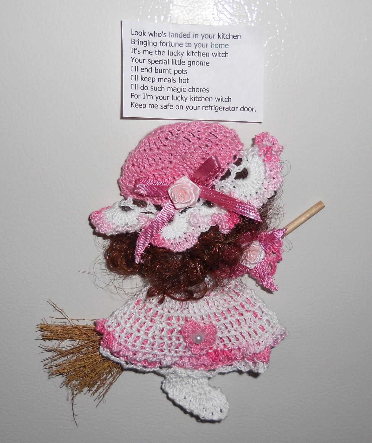 Crocheted Kitchen Witch Broom Doll Fridgie - Etsy