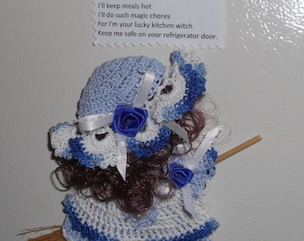 Crocheted Kitchen Witch Broom Doll Fridgie | Etsy
