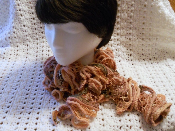 Items similar to Hand Knitted Sienna Sparkle Ruffle Scarf on Etsy