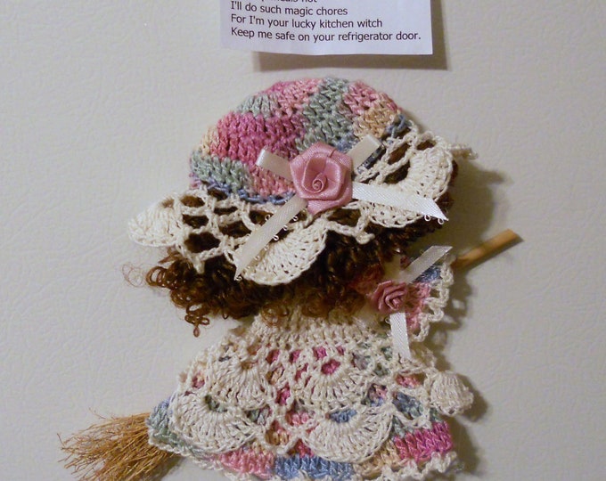 Crocheted Kitchen Witch Broom Doll Fridgie - Etsy