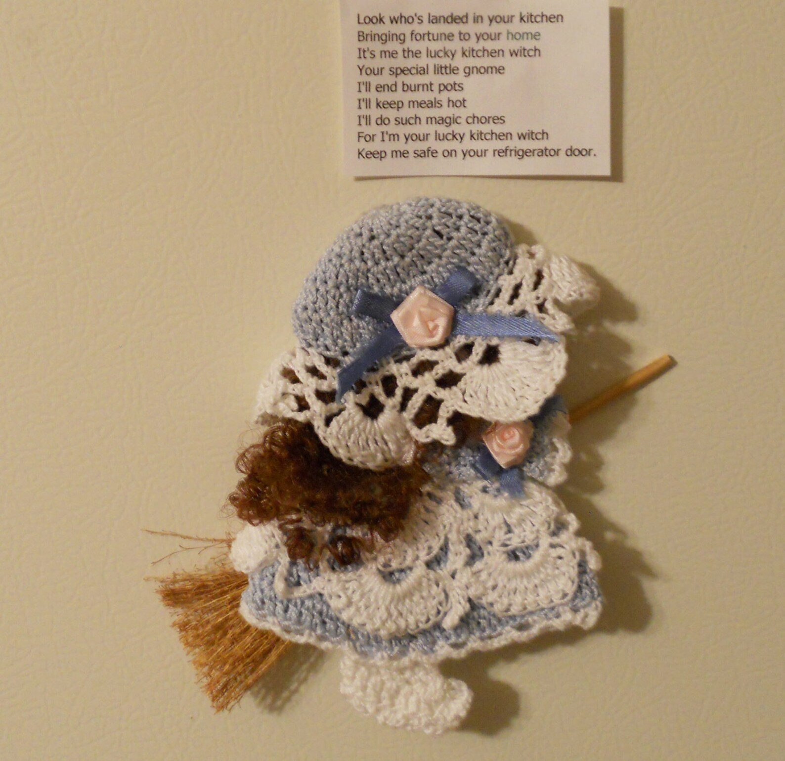Crocheted Kitchen Witch Broom Doll Fridgie Etsy
