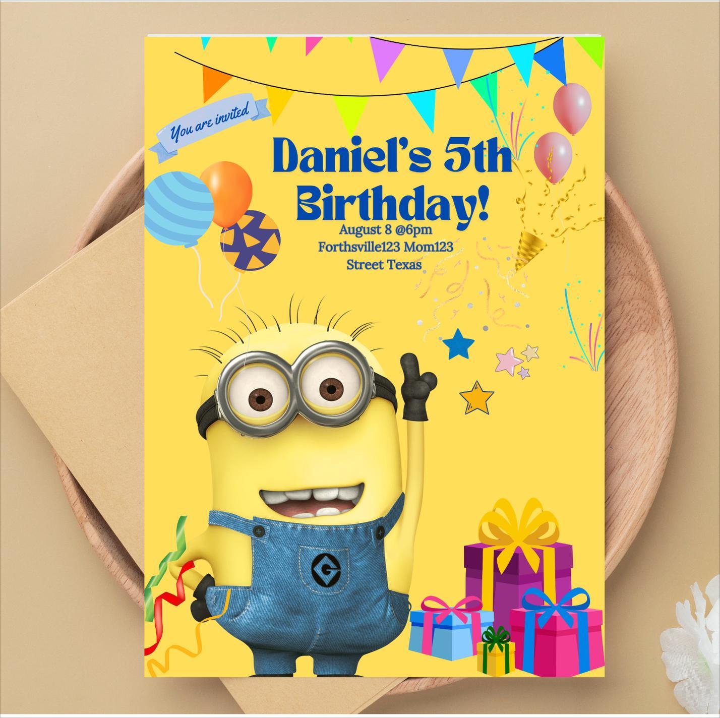 Editable Yellow Birthday Invitation, Kids Birthday Invite, Canva ...
