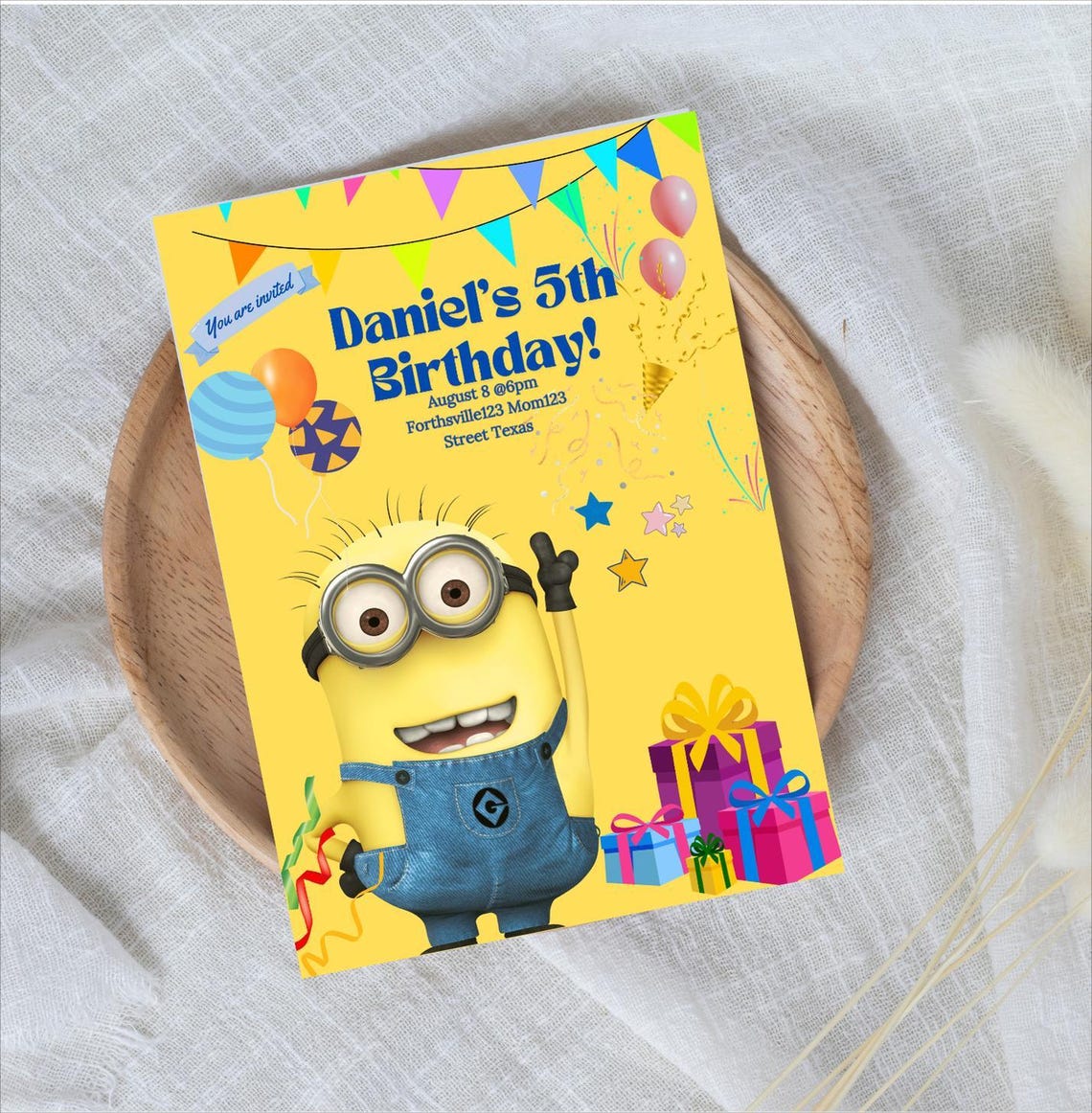 Editable Yellow Birthday Invitation, Kids Birthday Invite, Canva ...