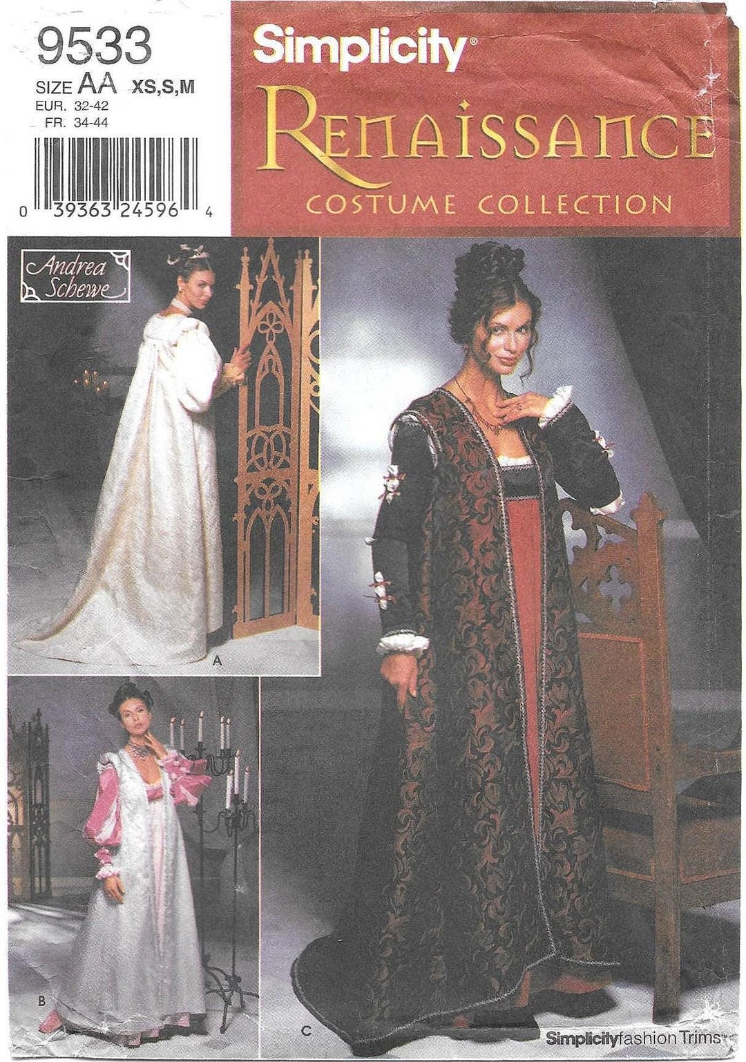 Simplicity 9533 Sewing Pattern Renaissance Costume Collection COAT in 3 ...