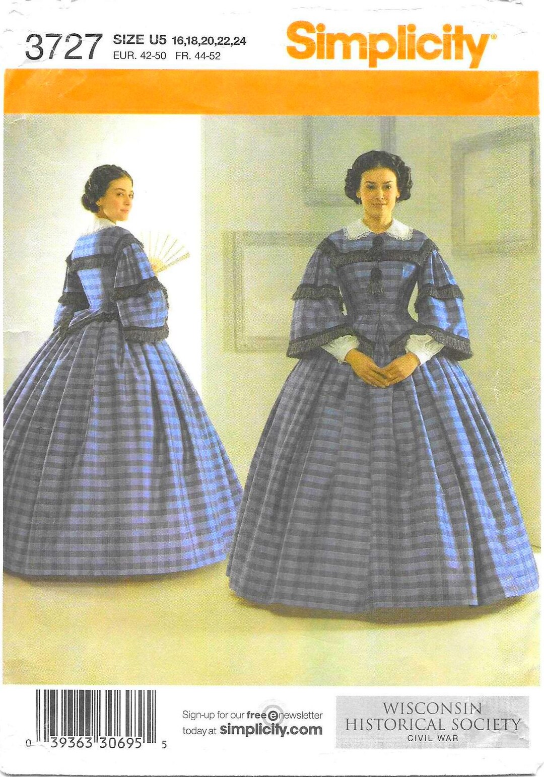 Simplicity 3727 Sewing Pattern Antebellum Costume Wisconsin Historical ...