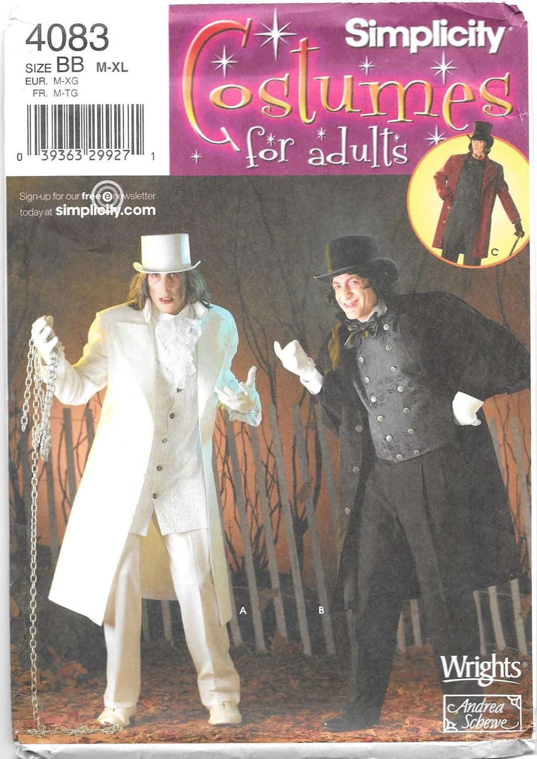 Simplicity 4083 Sewing Pattern Men’s Costume Coat, Vest, Cape, Hat and ...
