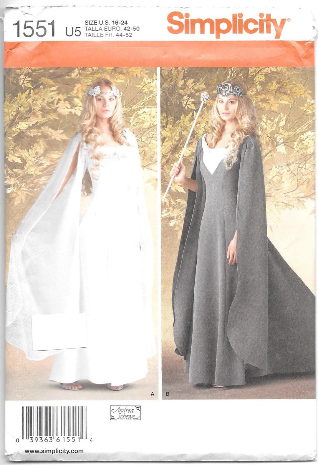 Simplicity 1551 Sewing Pattern Andrea Schewe Design Misses Size 16-24 ...