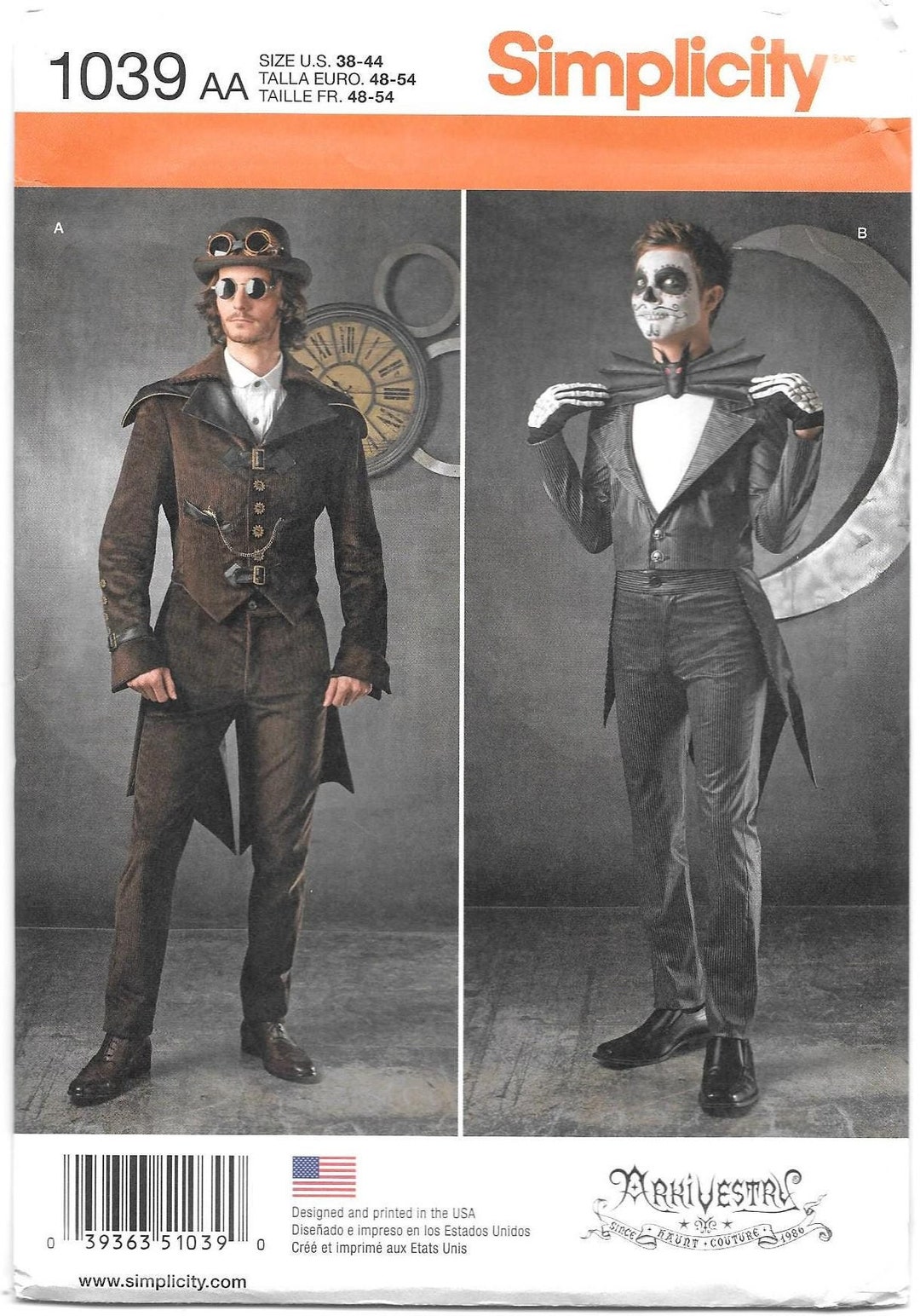 Simplicity Steam Punk Sewing Pattern 1039 Men's Costume Size 38-44 ...