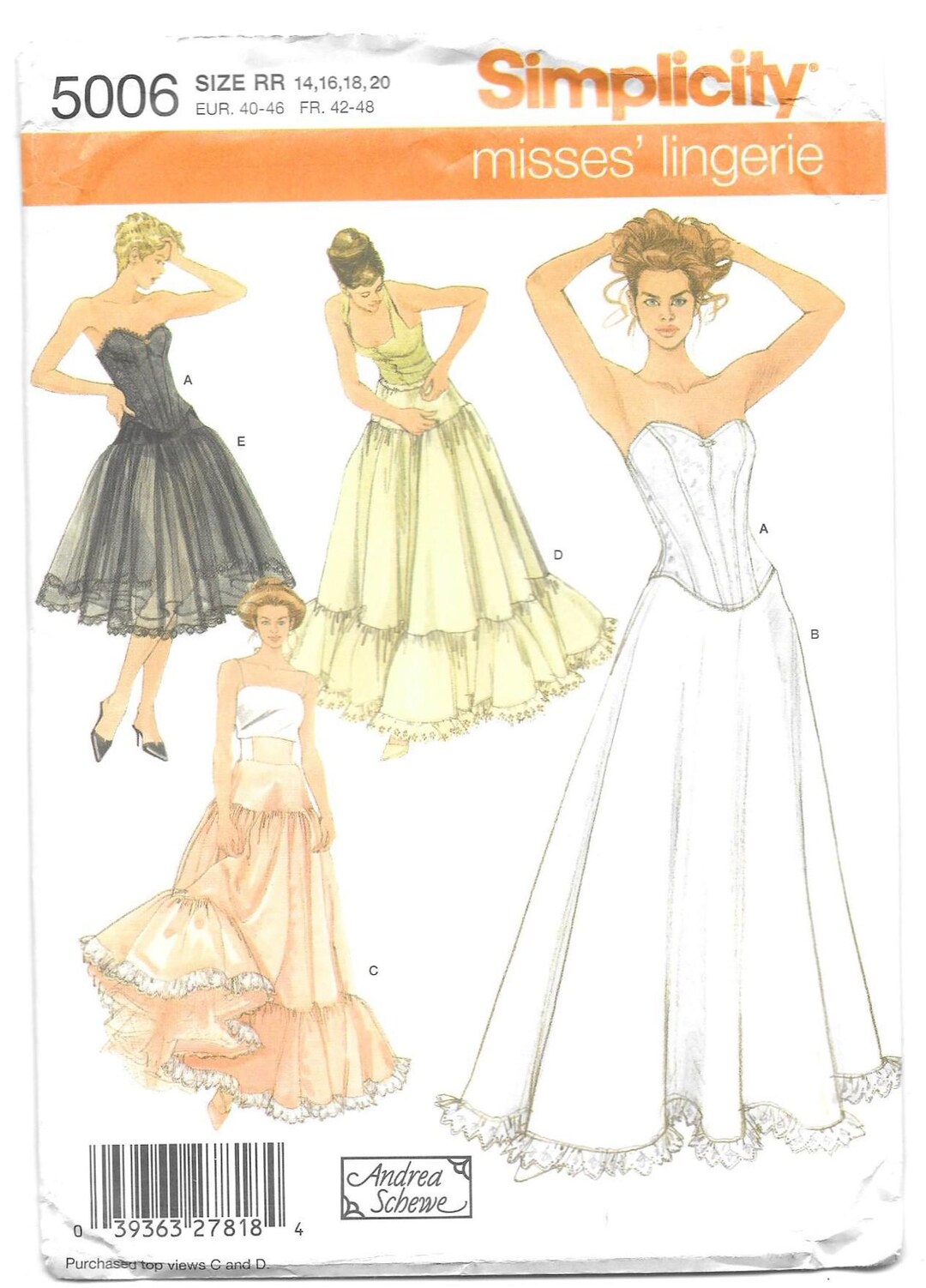 Simplicity 5006 Sewing Pattern Misses Lingerie Andrea Schewe Design - Etsy