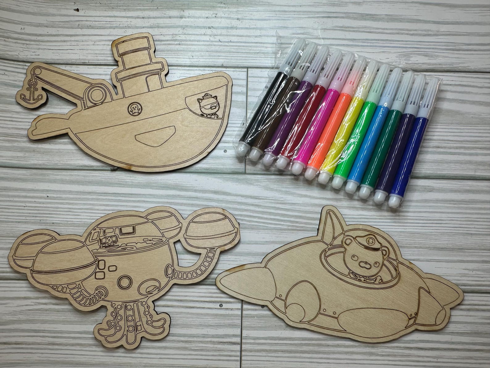 Updated! -color Your Own Octonauts Gup and Pod - Set of 3 - Etsy