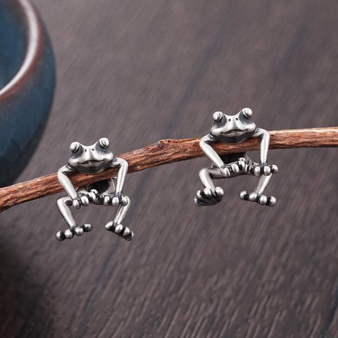 Adorable Silver Frog Earrings, Silver Frog Earrings, Gift for Her ...
