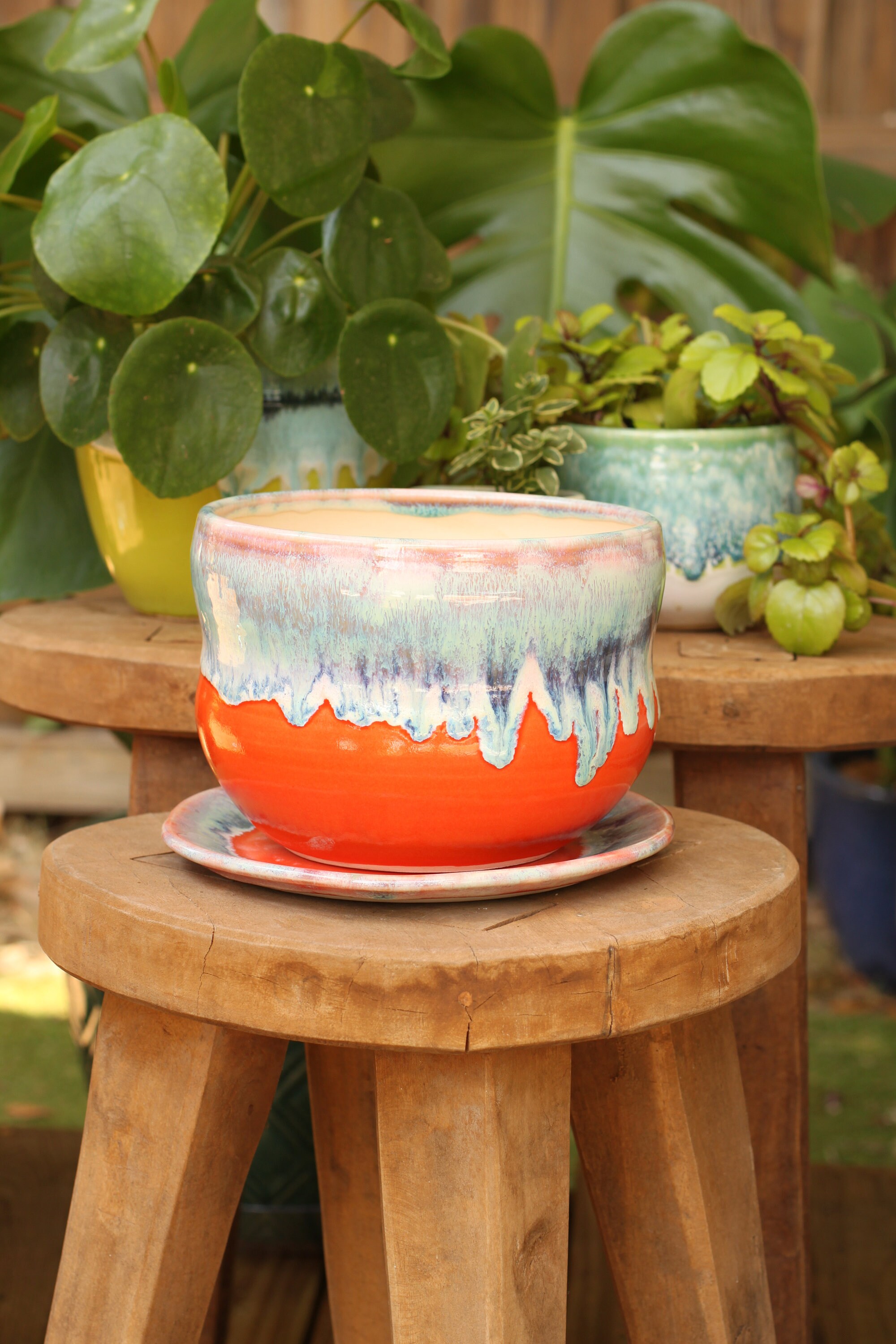 mango orange ceramic planter 17 // boho planter // succulent pot ...