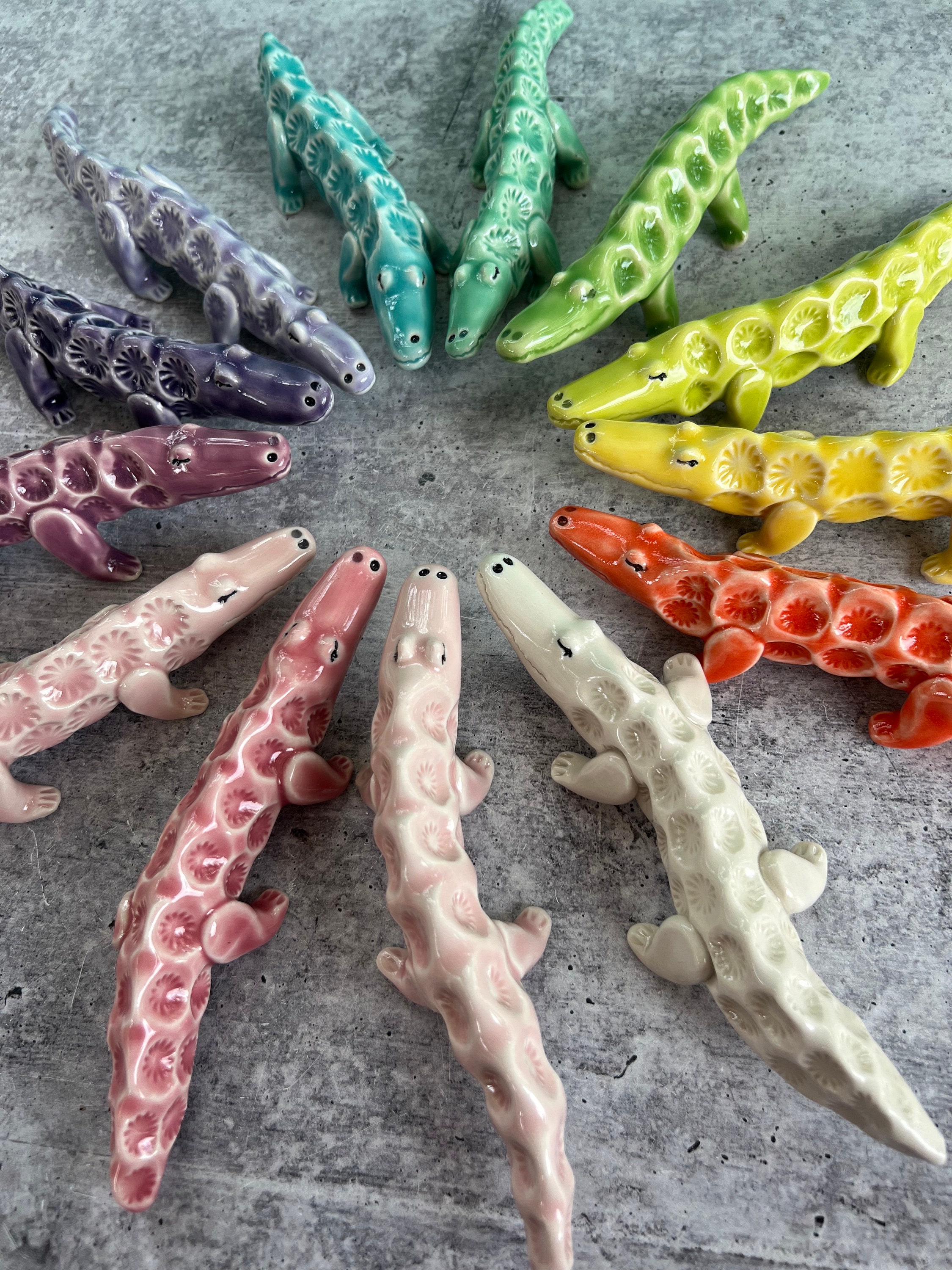 porcelain alligator // animal figurine // whimsical gator // boho decor