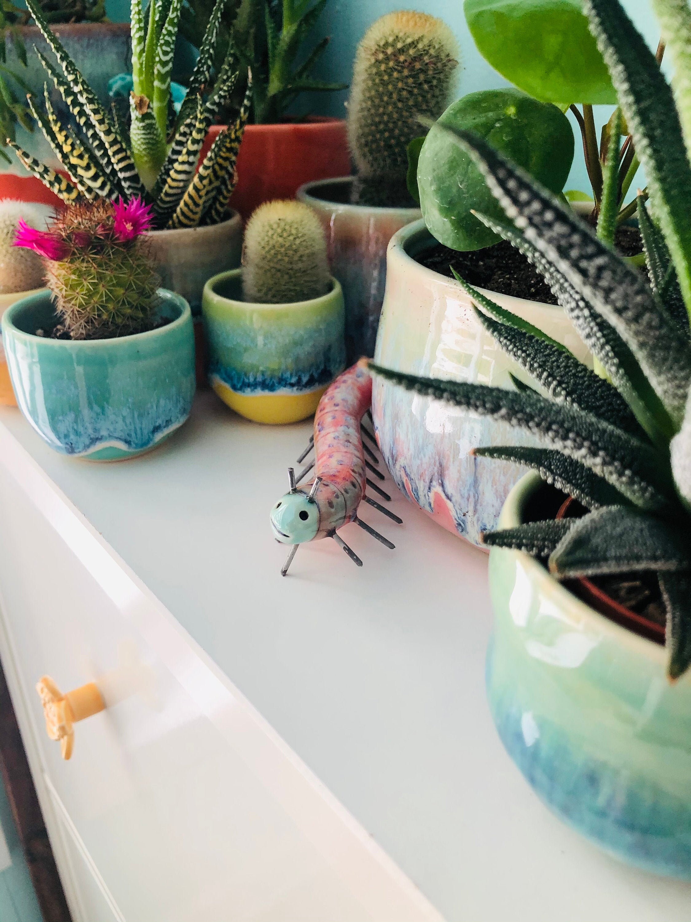 garden bug, choose your color // plant bugs // ceramic caterpillar ...