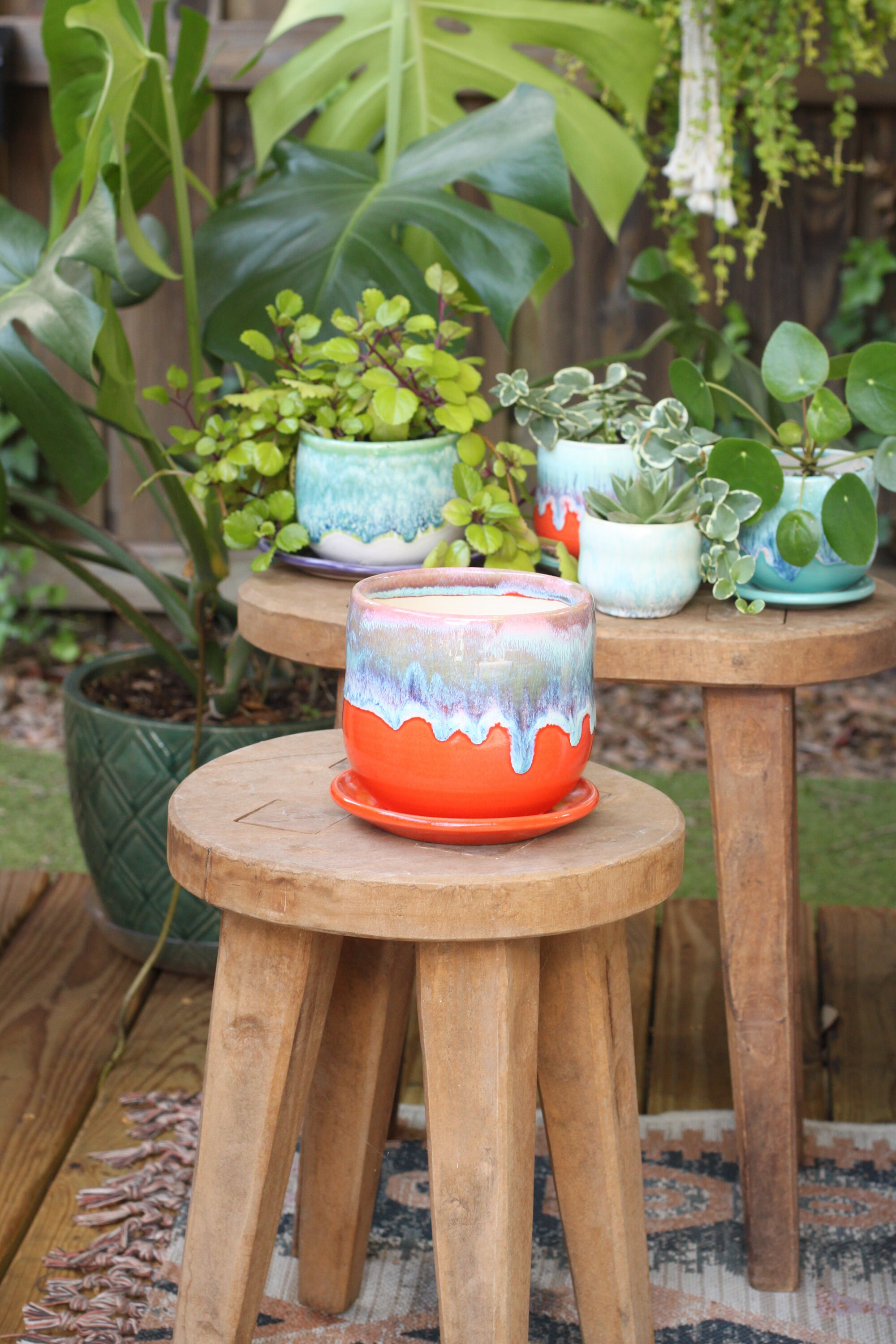 mango orange planter pot 20// boho planter // succulent pot // ceramic ...