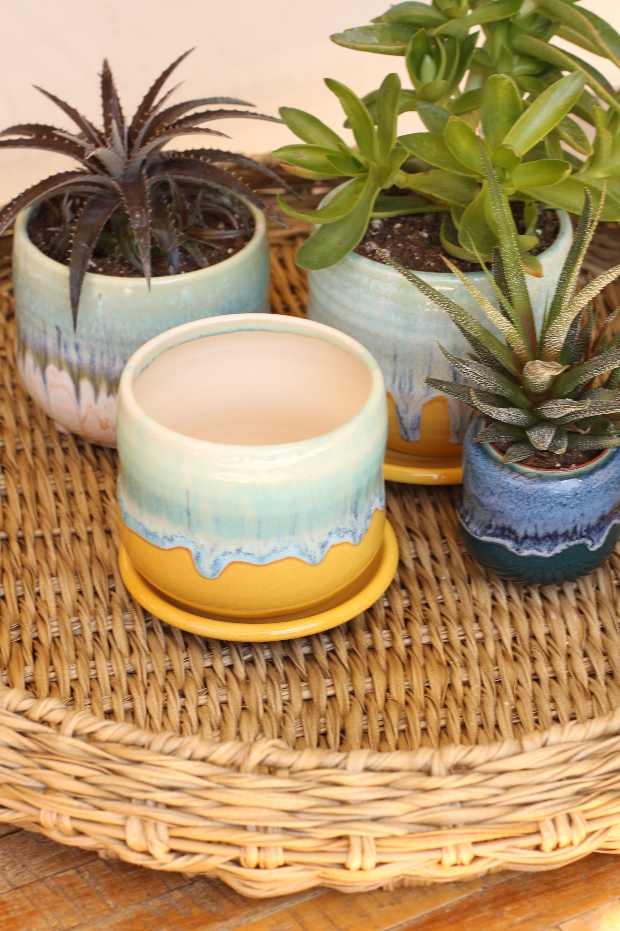 gold ceramic planter 16// boho planter // succulent pot // ceramic pot ...