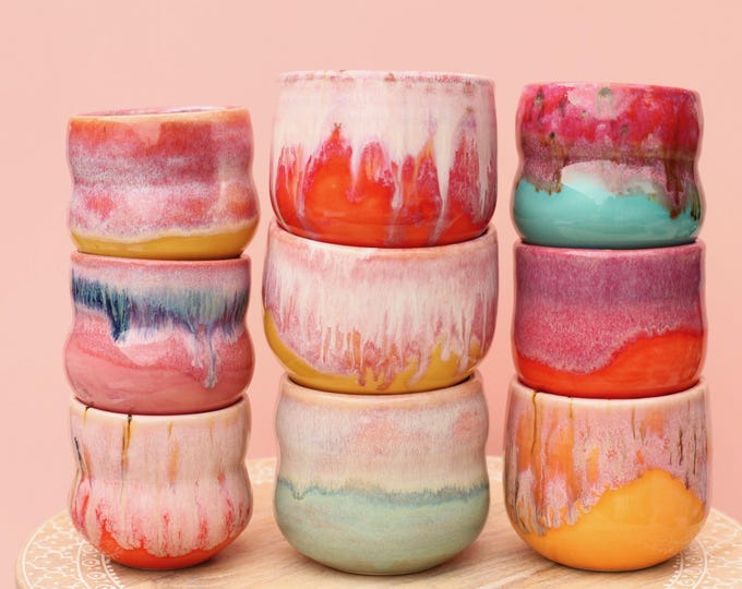 3" Small Colorful Little Planter // Succulent Container // Boho Decor ...