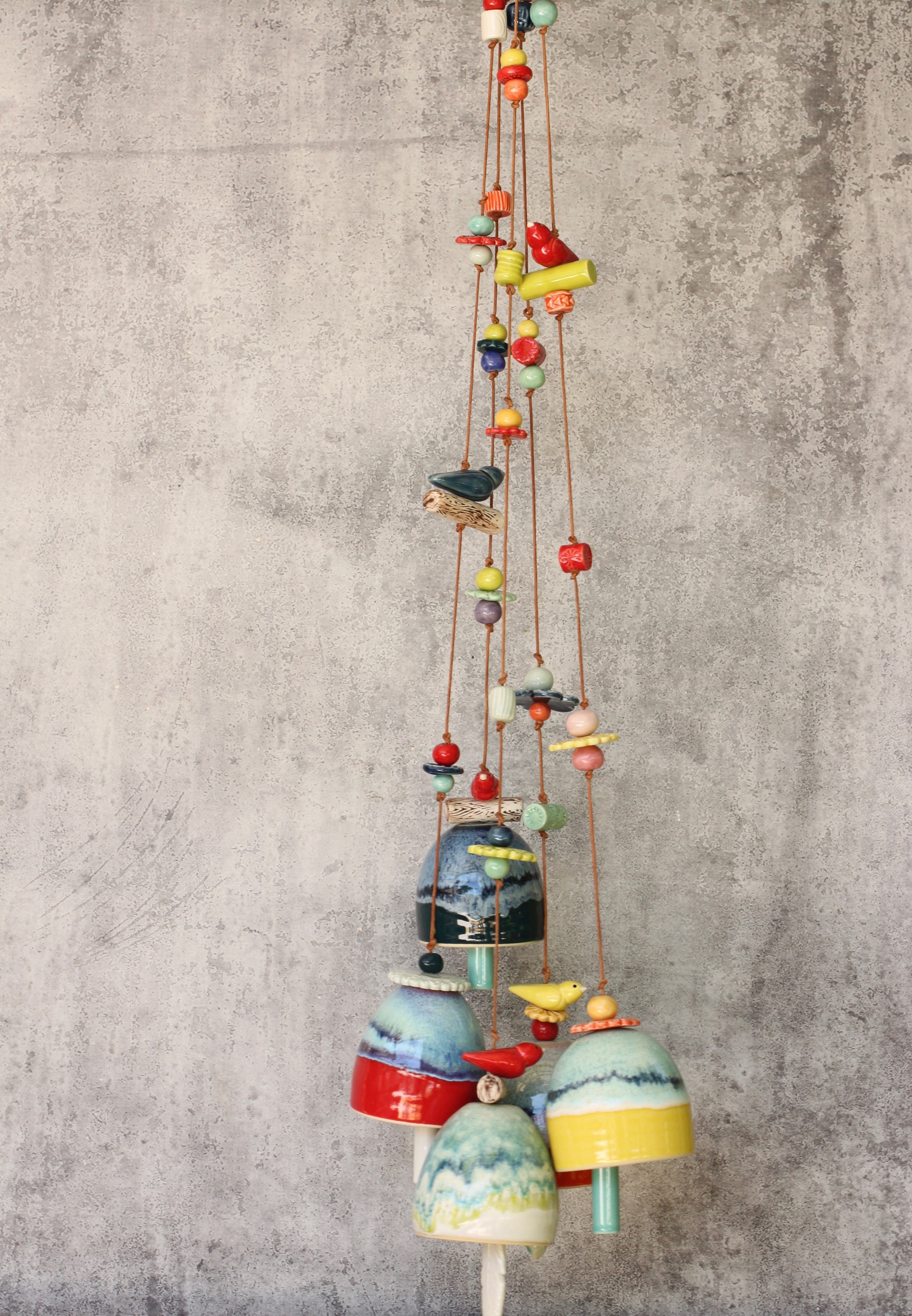 hanging bird bell, choose your favorite // wall hanging // ceramic bell ...