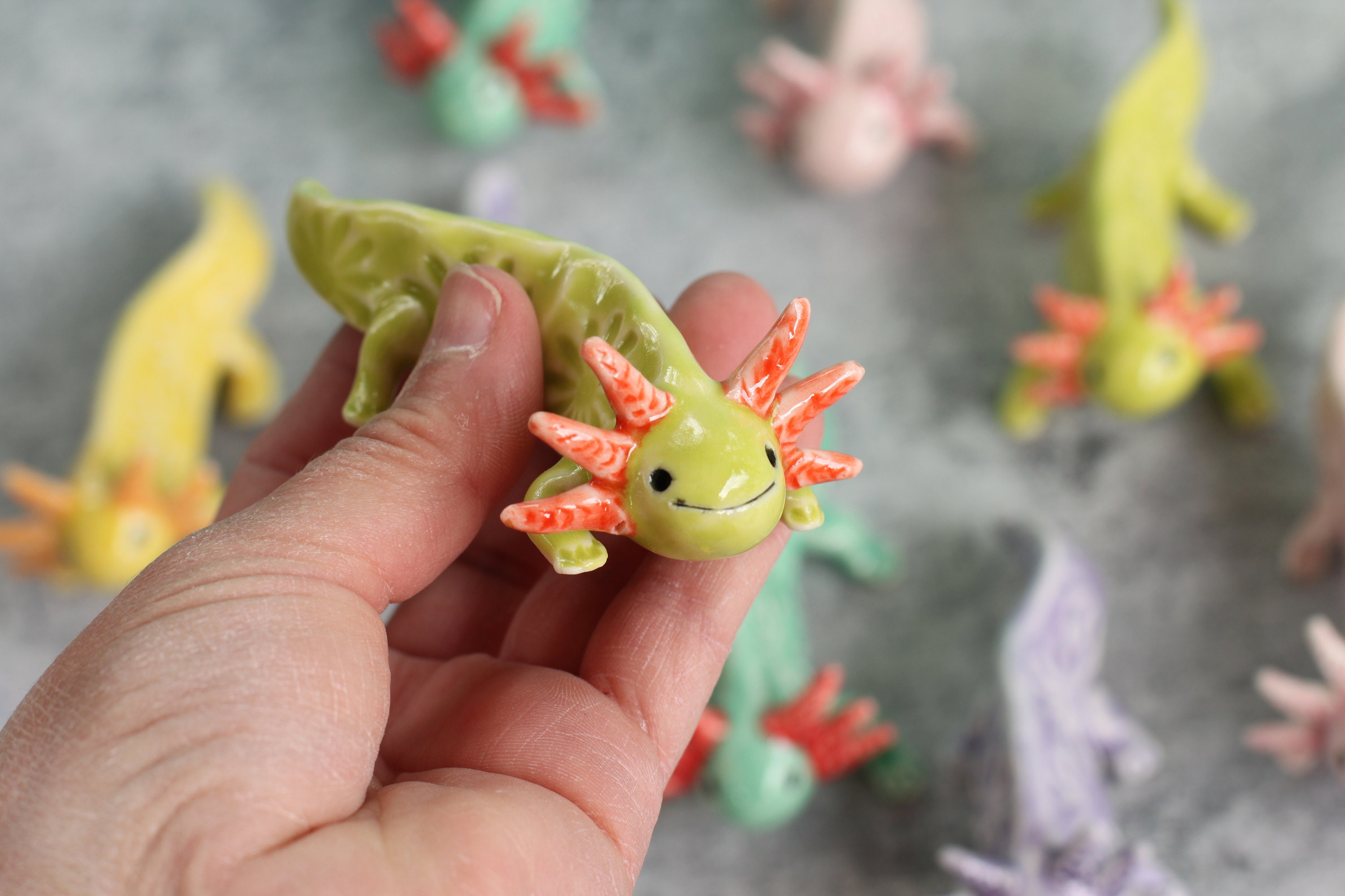 porcelain axolotl // animal figurine // whimsical axolotl // ceramic ...