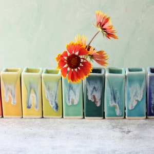 Handmade Porcelain Drippy Bud Vase: Reactive Glazes, Windowsill Decor ...