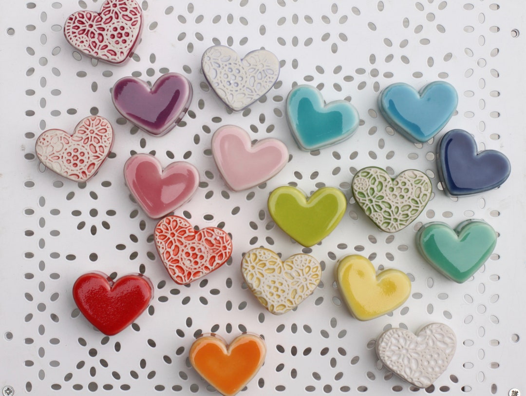 Chunky Hearts, Choose Your Favorite// Porcelain Heart// Colorful Decor ...